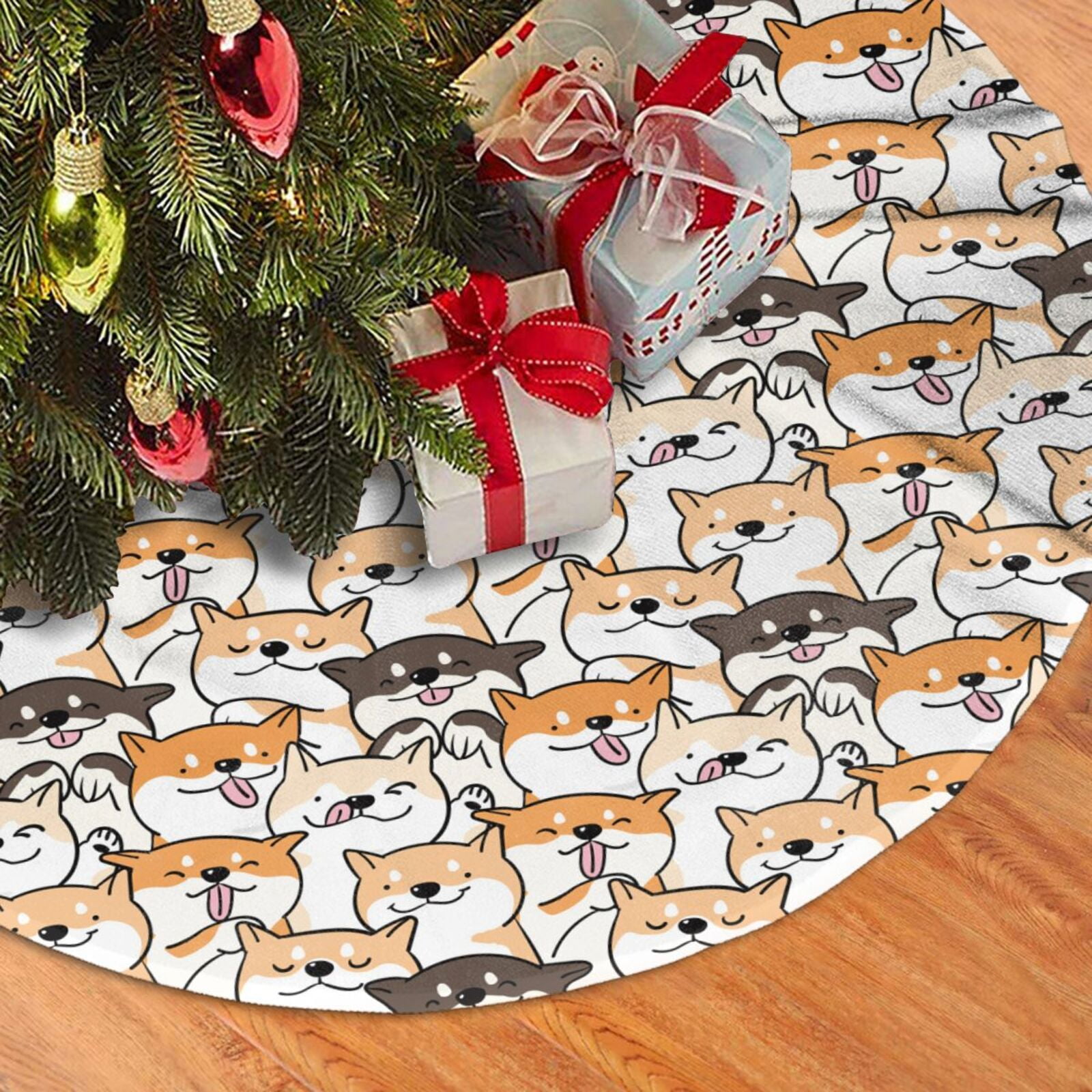 Christmas Tree Skirt, Shiba Inu Dog Soft Plush Christmas Tree ...
