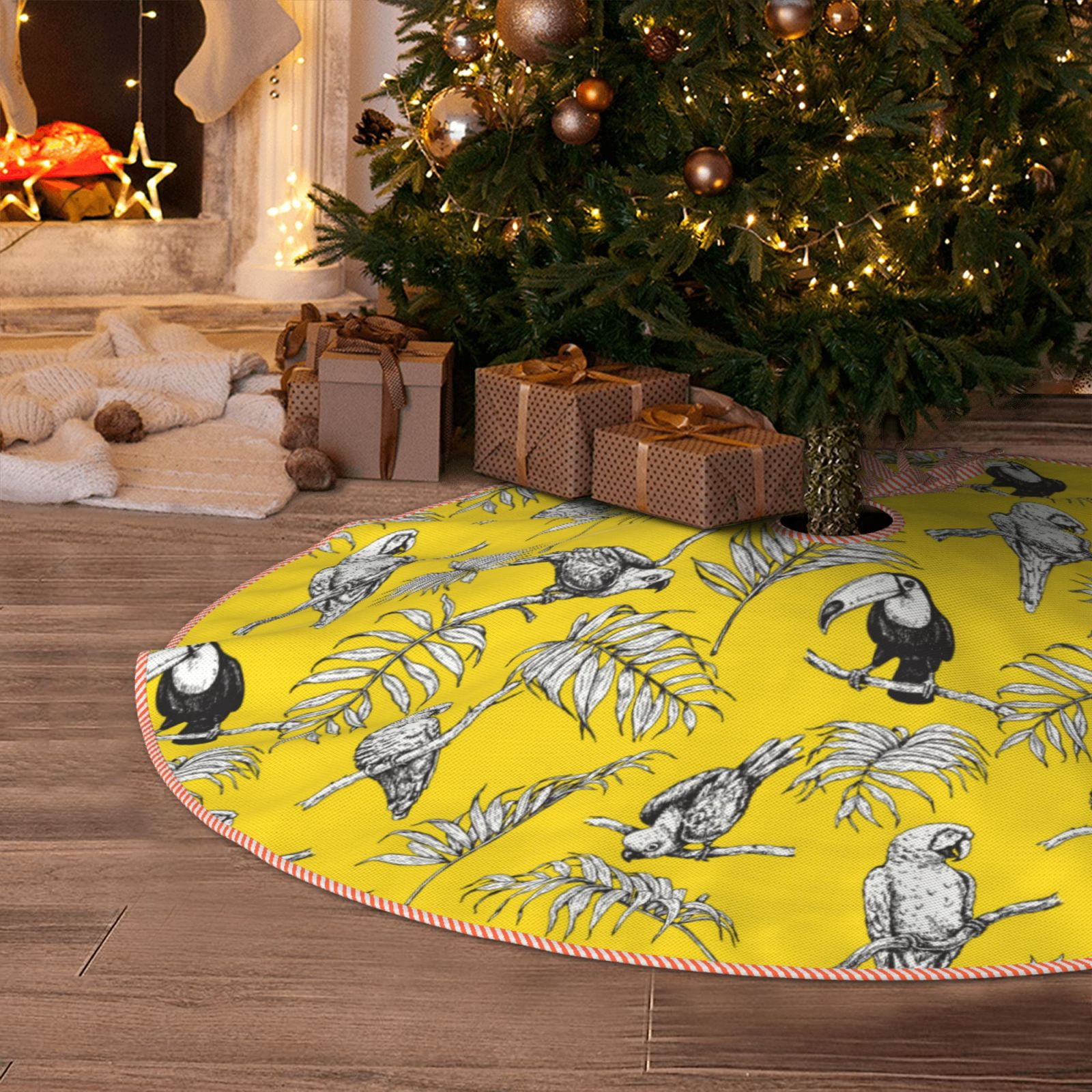 Christmas Tree Skirt - Sketch Cute Parrot Toucan Halloween Tree Skirt ...