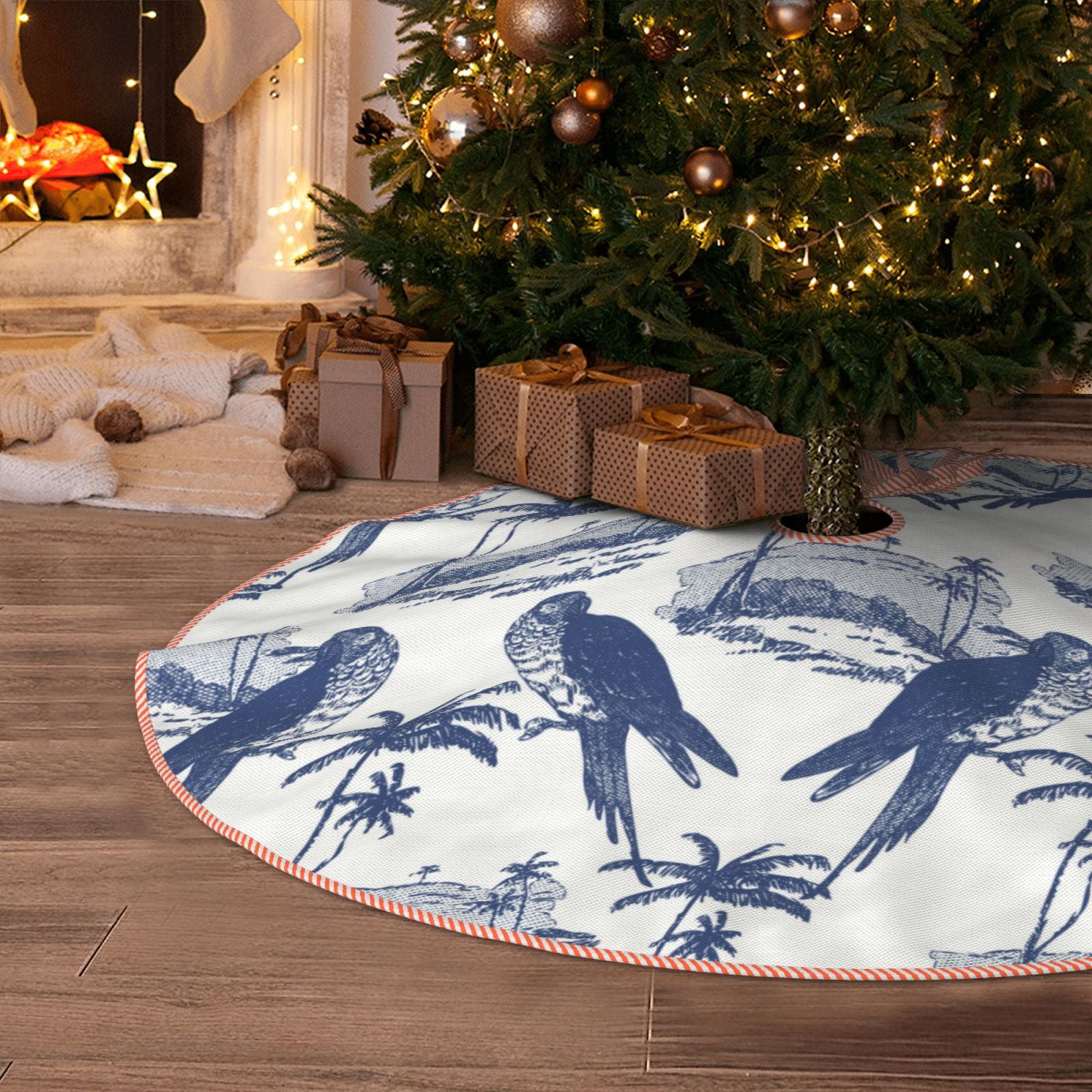 Christmas Tree Skirt - Sketch Parrot Palm Tree Halloween Tree Skirt ...