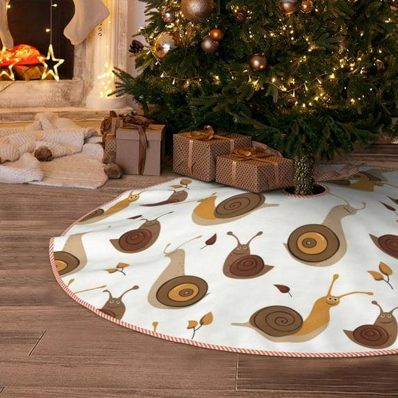 Christmas Tree Skirt - Snail Autumn Leaf Print Halloween Tree Skirt ...