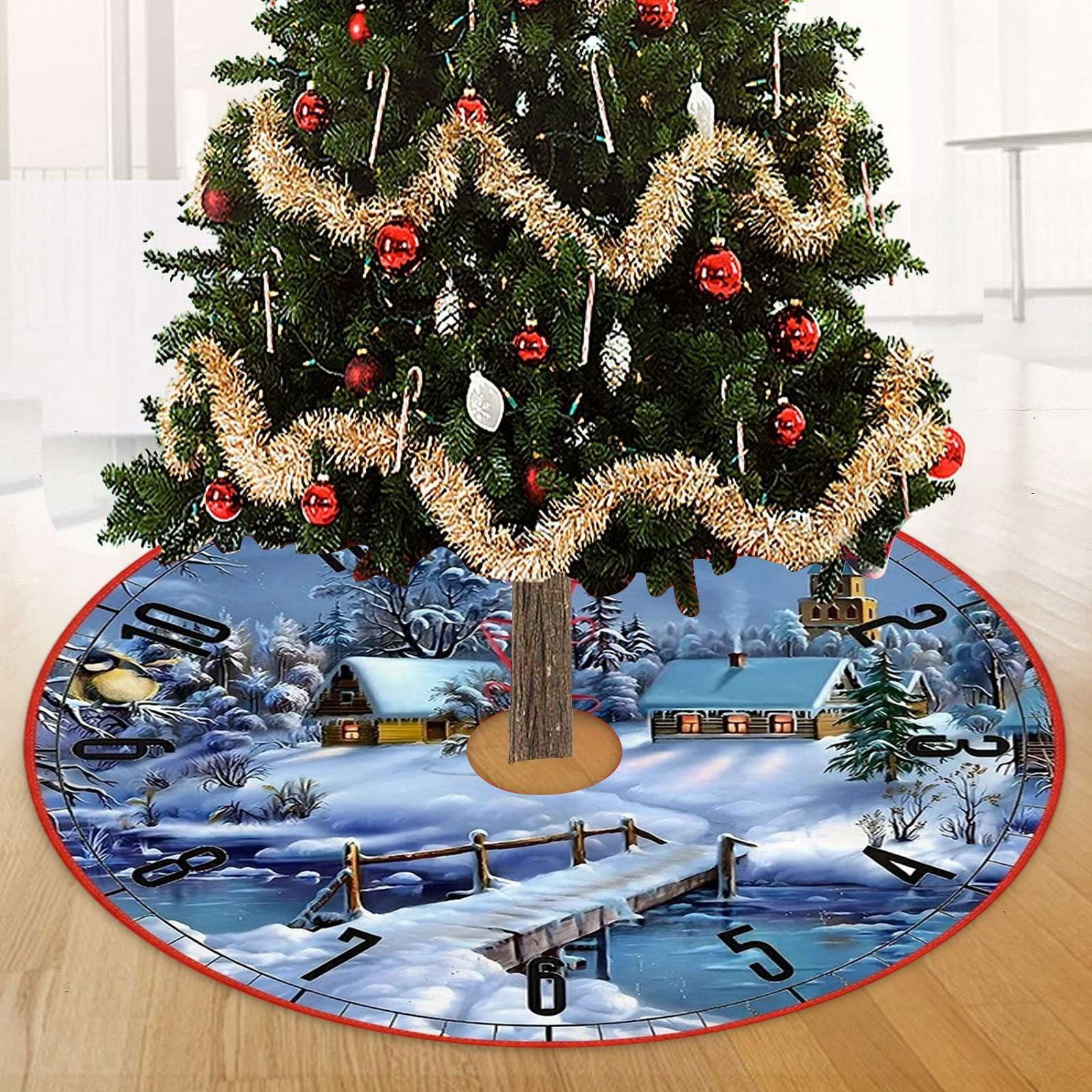 Christmas Tree Skirt Snowman Merry Christmas Decorations Indoor Soft ...