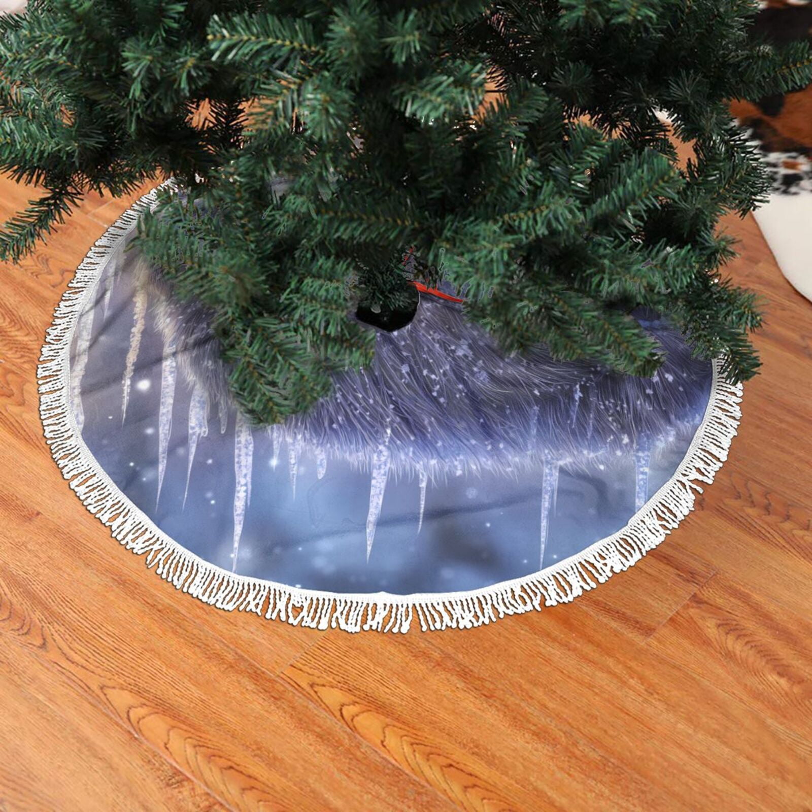 Christmas Tree Skirt, Snowy cute sloth Christmas Tree Decorations ...