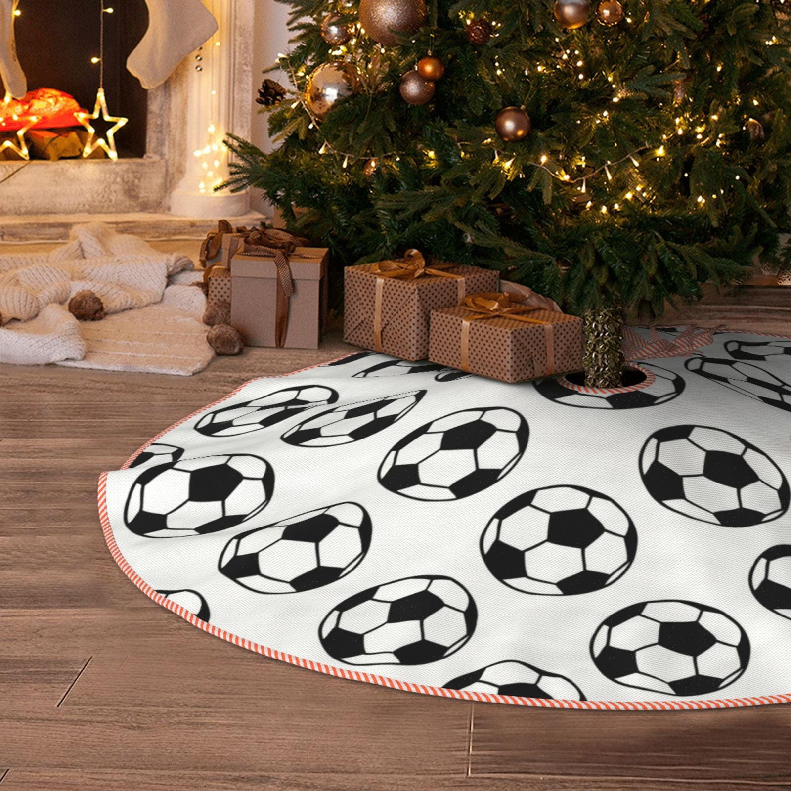 Christmas Tree Skirt - Soccer football balls white cool Halloween Tree ...