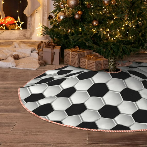 Christmas Tree Skirt - Soccer football black white print Halloween Tree ...