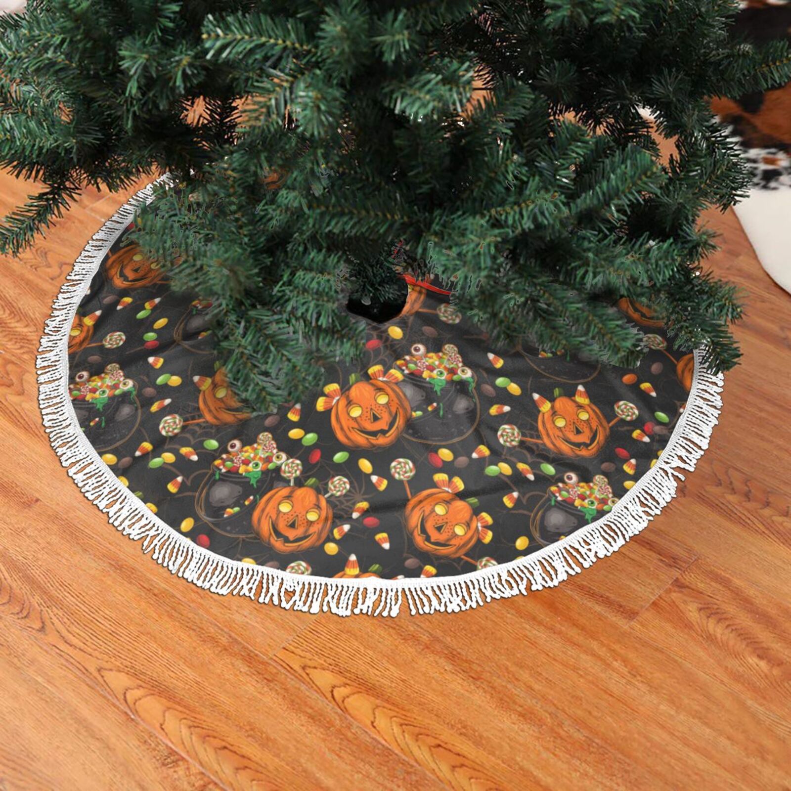 Christmas Tree Skirt, Spooky Sweets Christmas Tree Decorations Indoor ...