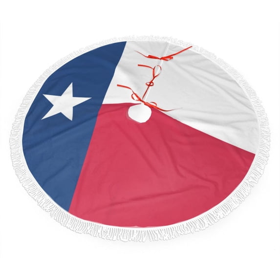 Christmas Tree Skirt Star-Texas-Flag Xmas Tree Skirt with Tassels ...