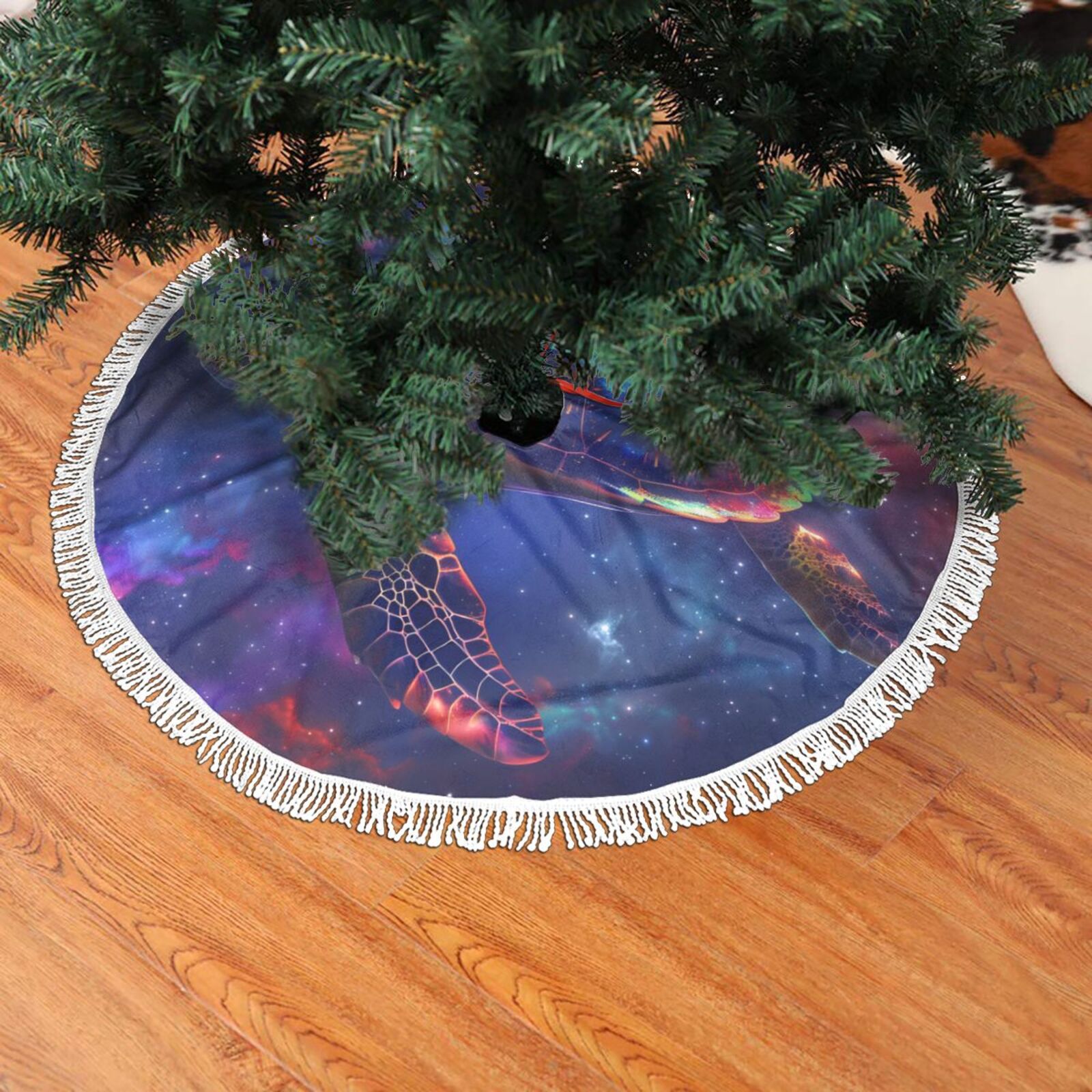 Christmas Tree Skirt, Starry Sky Turtle Christmas Tree Decorations ...