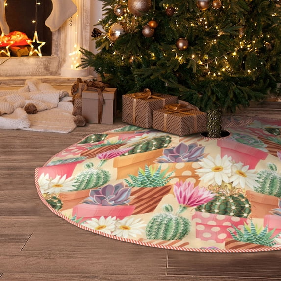Christmas Tree Skirt - Succulents Cactus blooming Halloween Tree Skirt ...