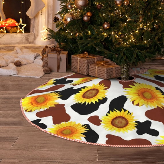 Christmas Tree Skirt - Sunflower Cow Halloween Tree Skirt Winter Fall ...