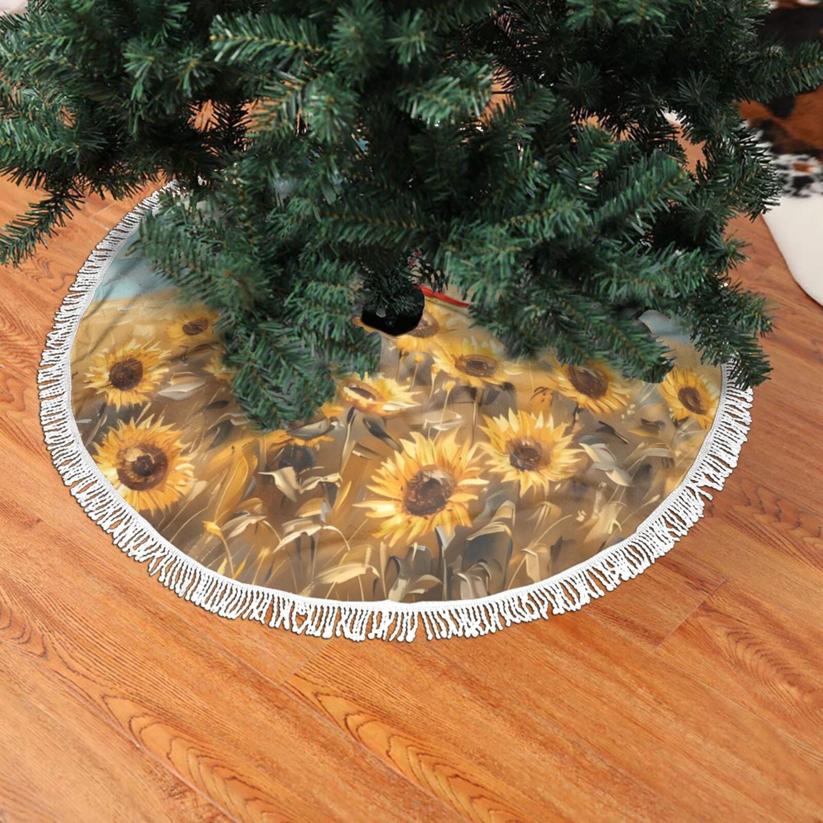 Christmas Tree Skirt Sunflower Field Bliss Christmas Tree Decorations