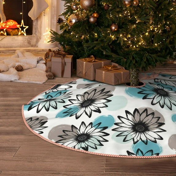 Christmas Tree Skirt - Sunflowers Blue Green Halloween Tree Skirt ...