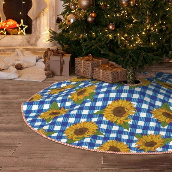 Christmas Tree Skirt - Sunflowers Square Halloween Tree Skirt Winter ...