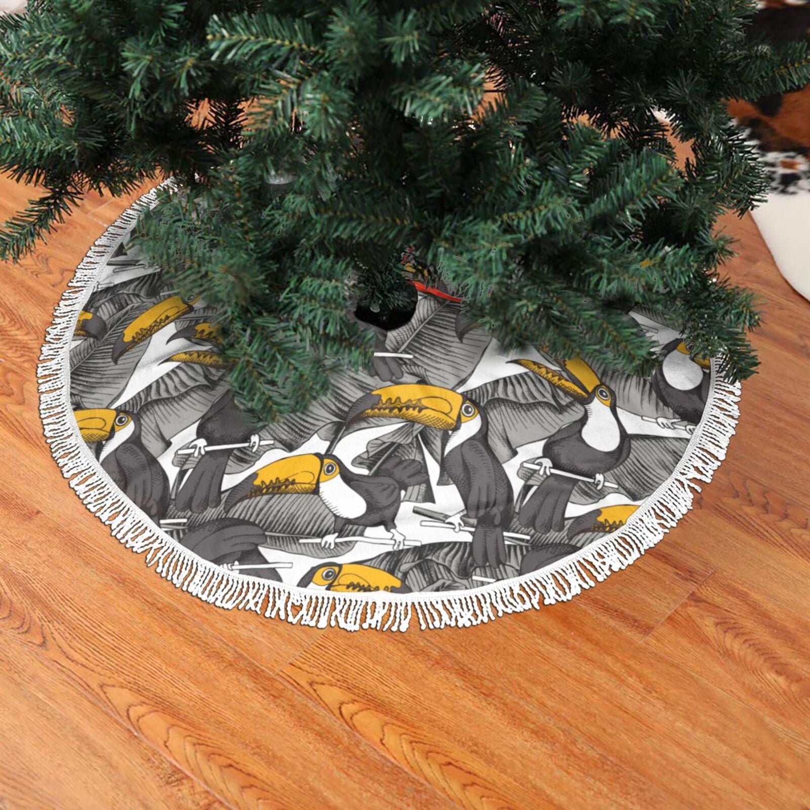 Christmas Tree Skirt with Tie Straps heart snowflake red Tree Skirt for ...