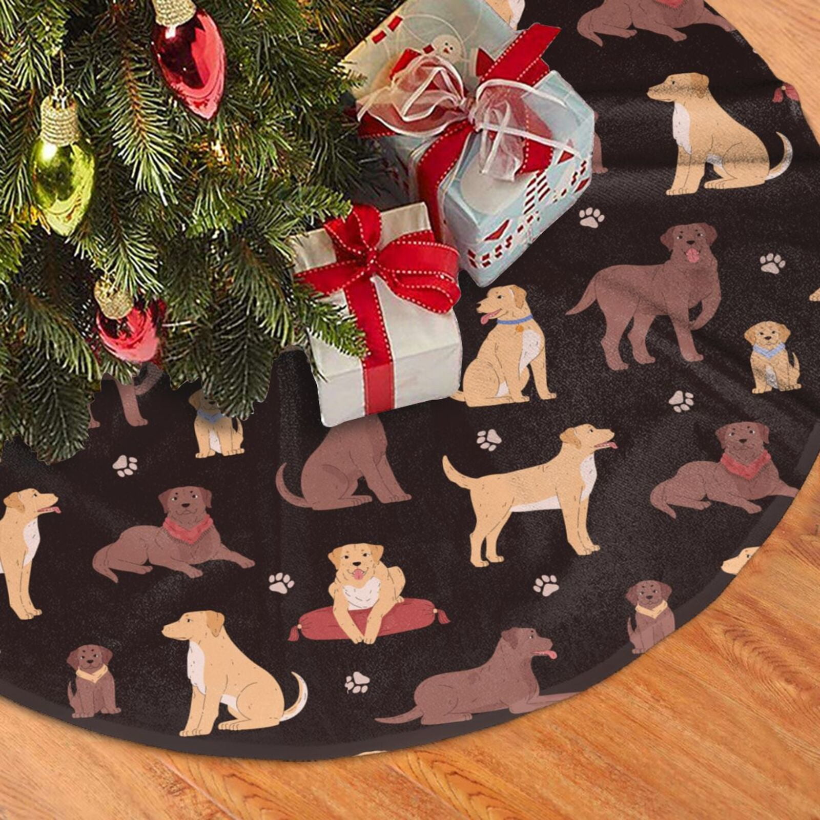 Christmas Tree Skirt with Tie Straps Chocolate Labrador Retriever Dog ...