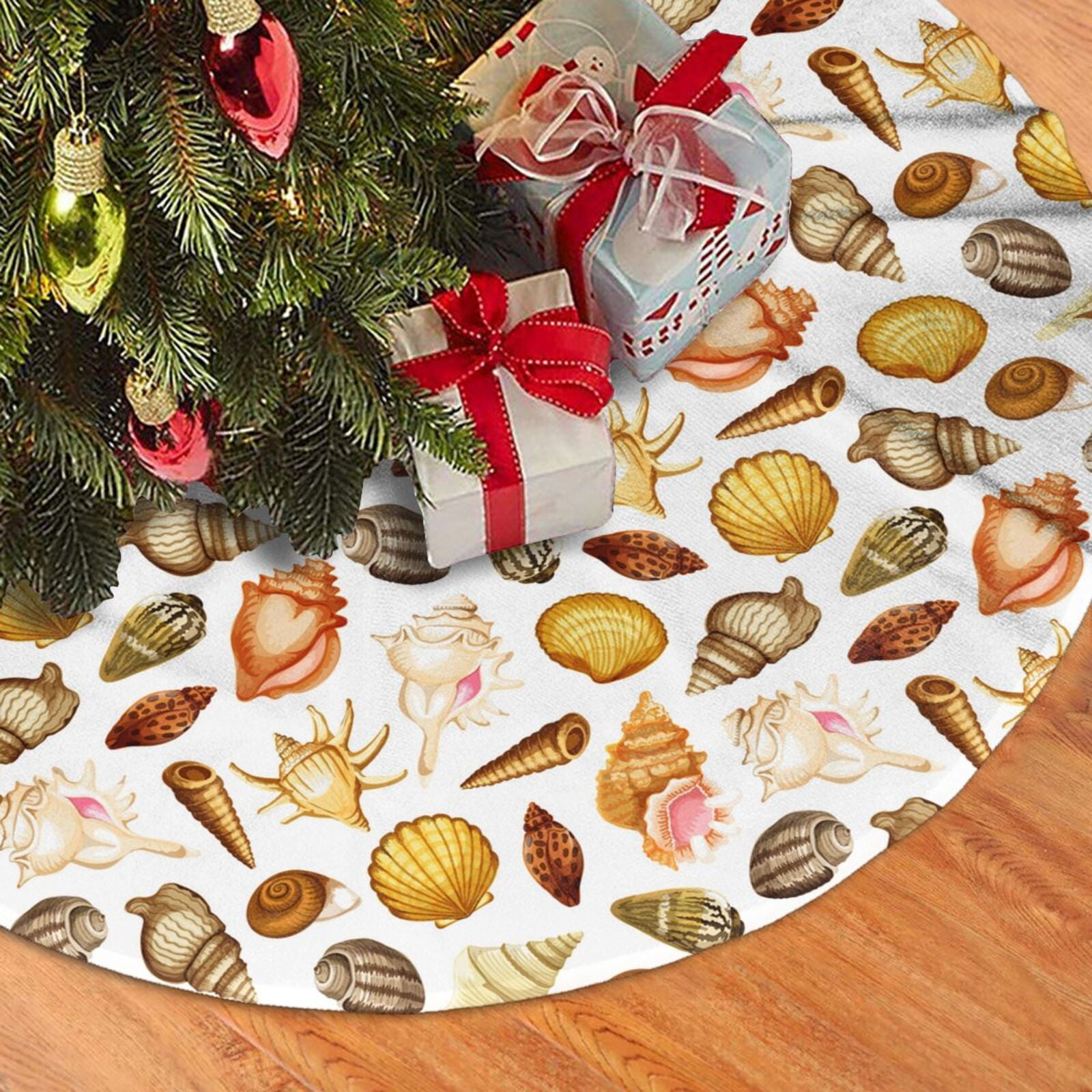Christmas Tree Skirt with Tie Straps Conch Shells Print No.9029 Tree ...