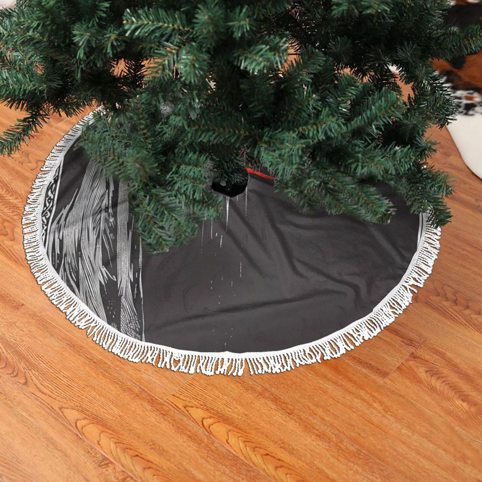 Christmas Tree Skirt with Tie Straps Christmas Hohoho 1 Tree Skirt for ...