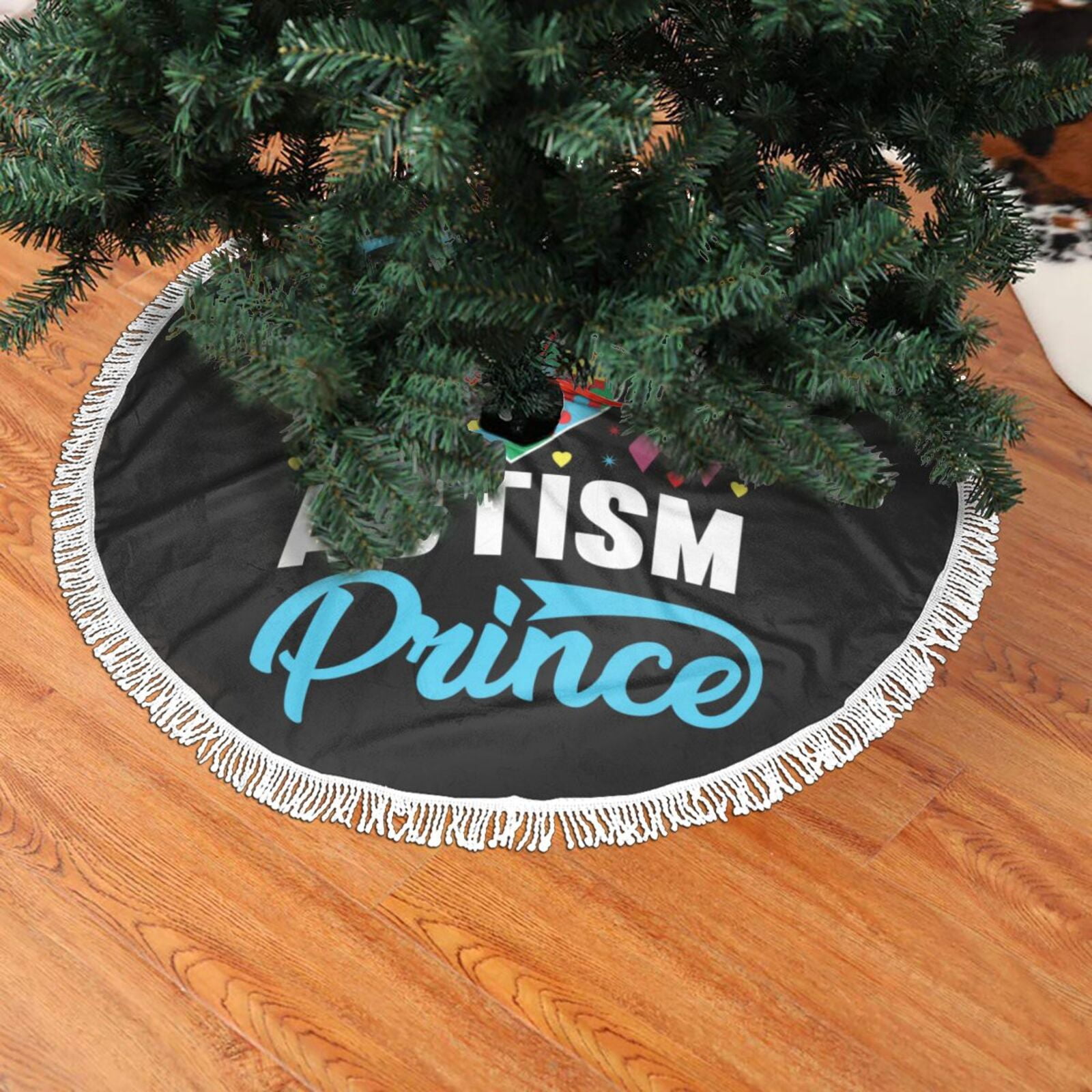 Christmas Tree Skirt with Tie Straps polka dots dark red Tree Skirt for ...