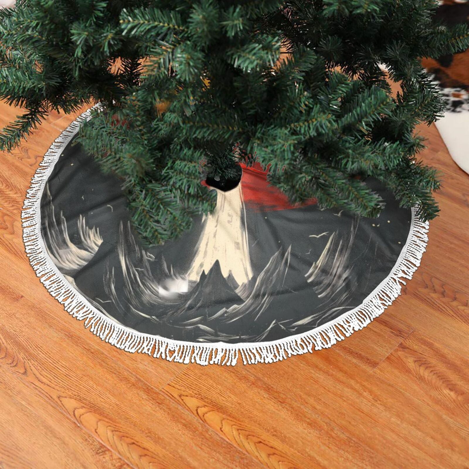 Christmas Tree Skirt with Tie Straps Cartoon Shiba Inu Dog Tree Skirt ...