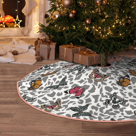 Christmas Tree Skirt - Trendy butterfly grey Leopard Halloween Tree ...