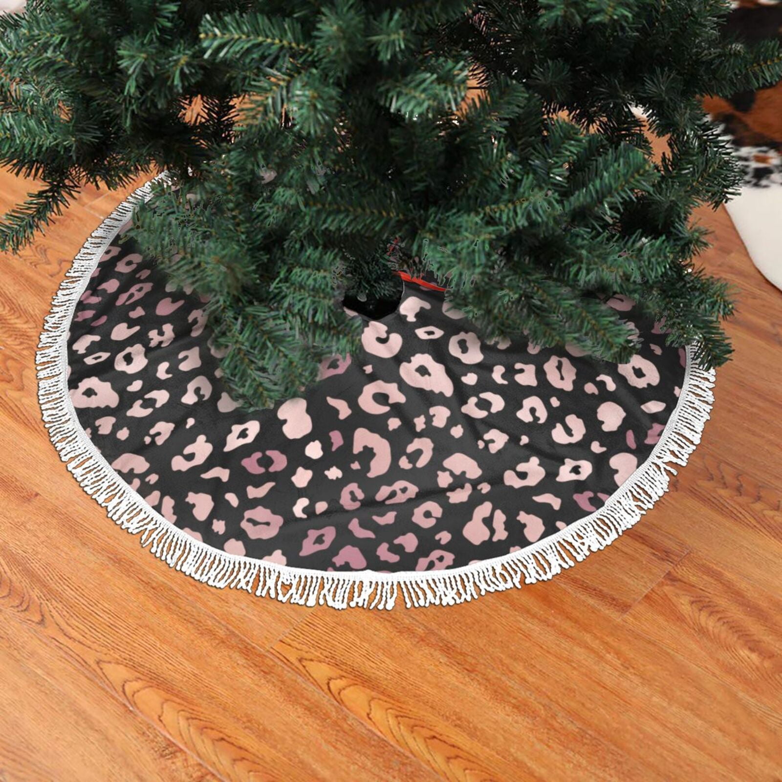 Christmas Tree Skirt, Trendy shiny rose gold leopard Christmas Tree ...