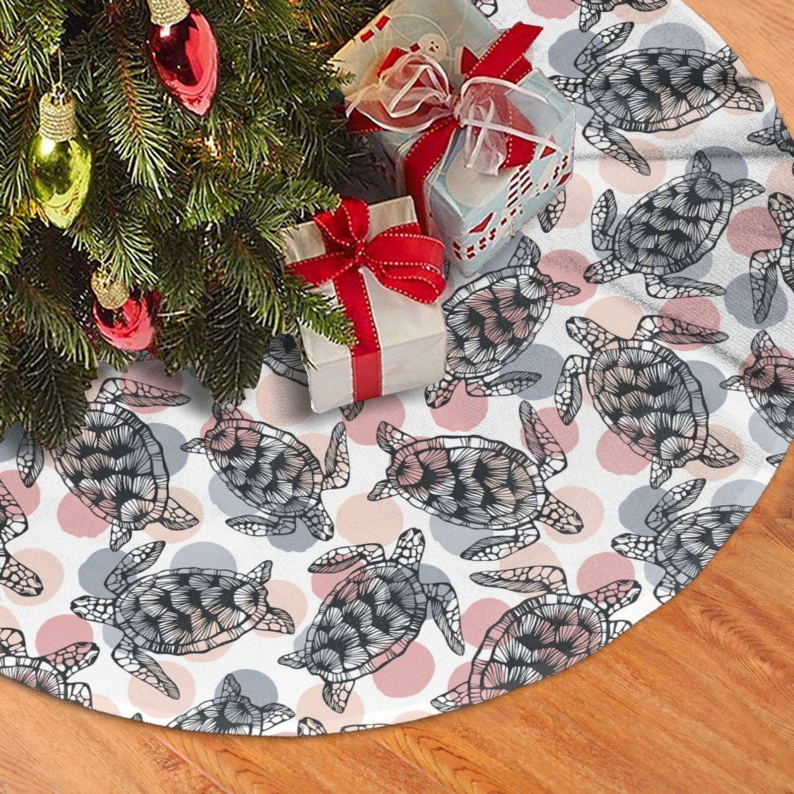 Christmas Tree Skirt, Turtle print Soft Plush Christmas Tree ...