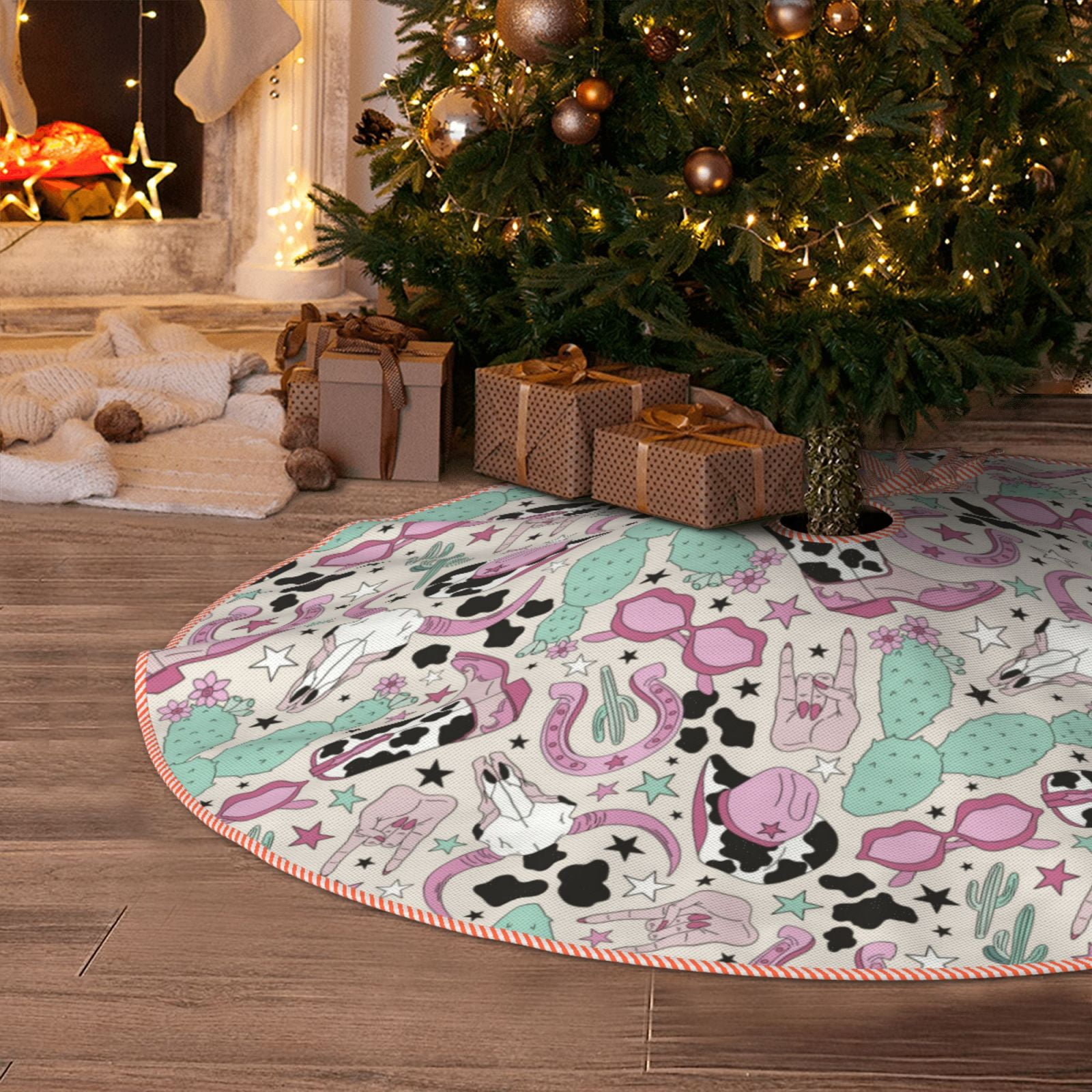 Christmas Tree Skirt - West Cowgirl Disco Halloween Tree Skirt Winter ...