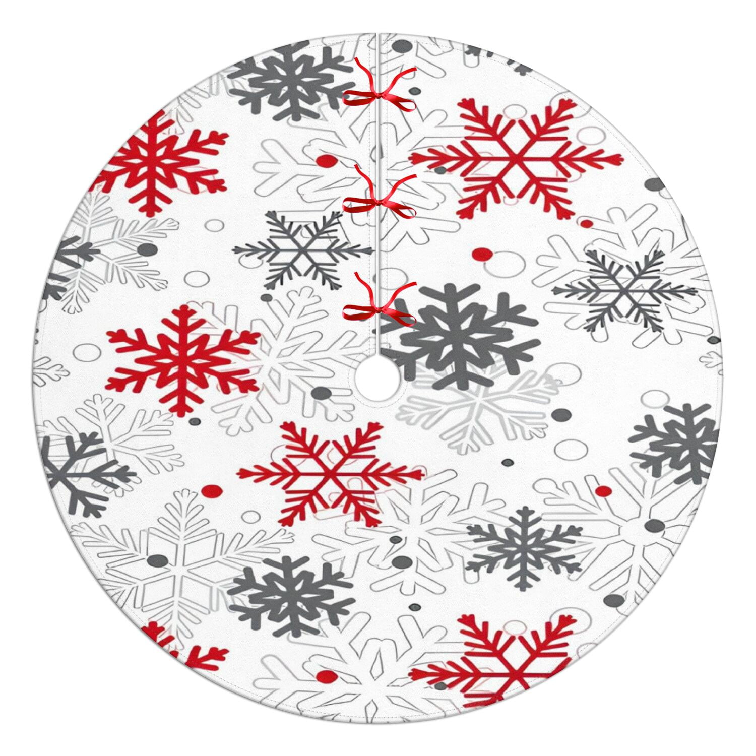 Christmas Tree Skirt,White Christmas Snowflake Pattern Christmas Tree ...