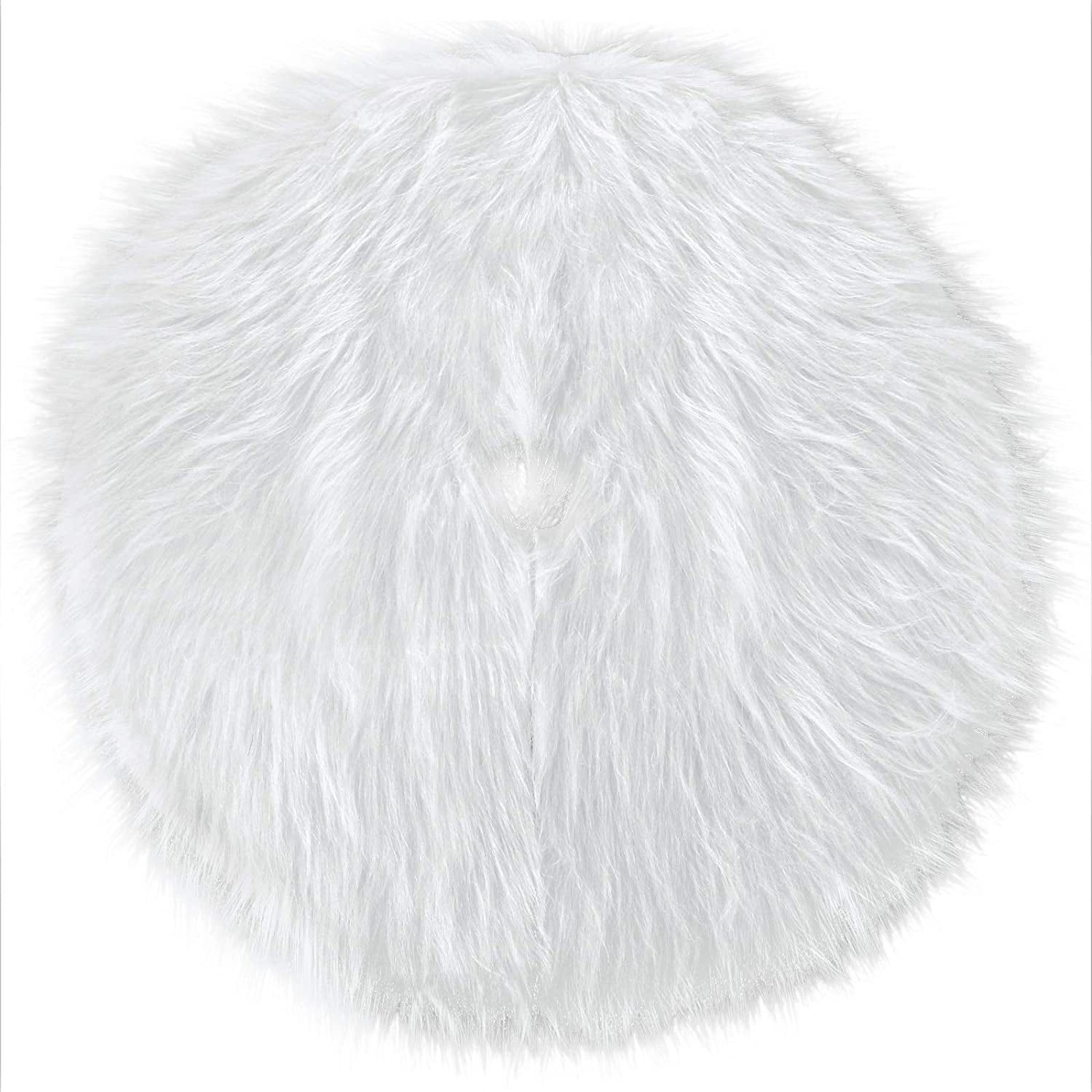 Christmas Tree Skirt White Fur Tree Skirt Fluffy Faux Plush Snow Tree ...