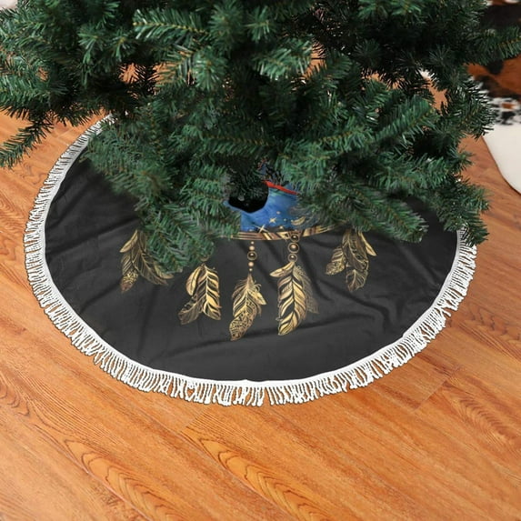 Christmas Tree Skirt, Wolf Head And Dreamcatcher Christmas Tree Decorations Indoor, Tree Skirts ...