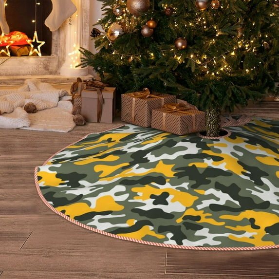 Christmas Tree Skirt - Yellow Green Camouflage Halloween Tree Skirt ...