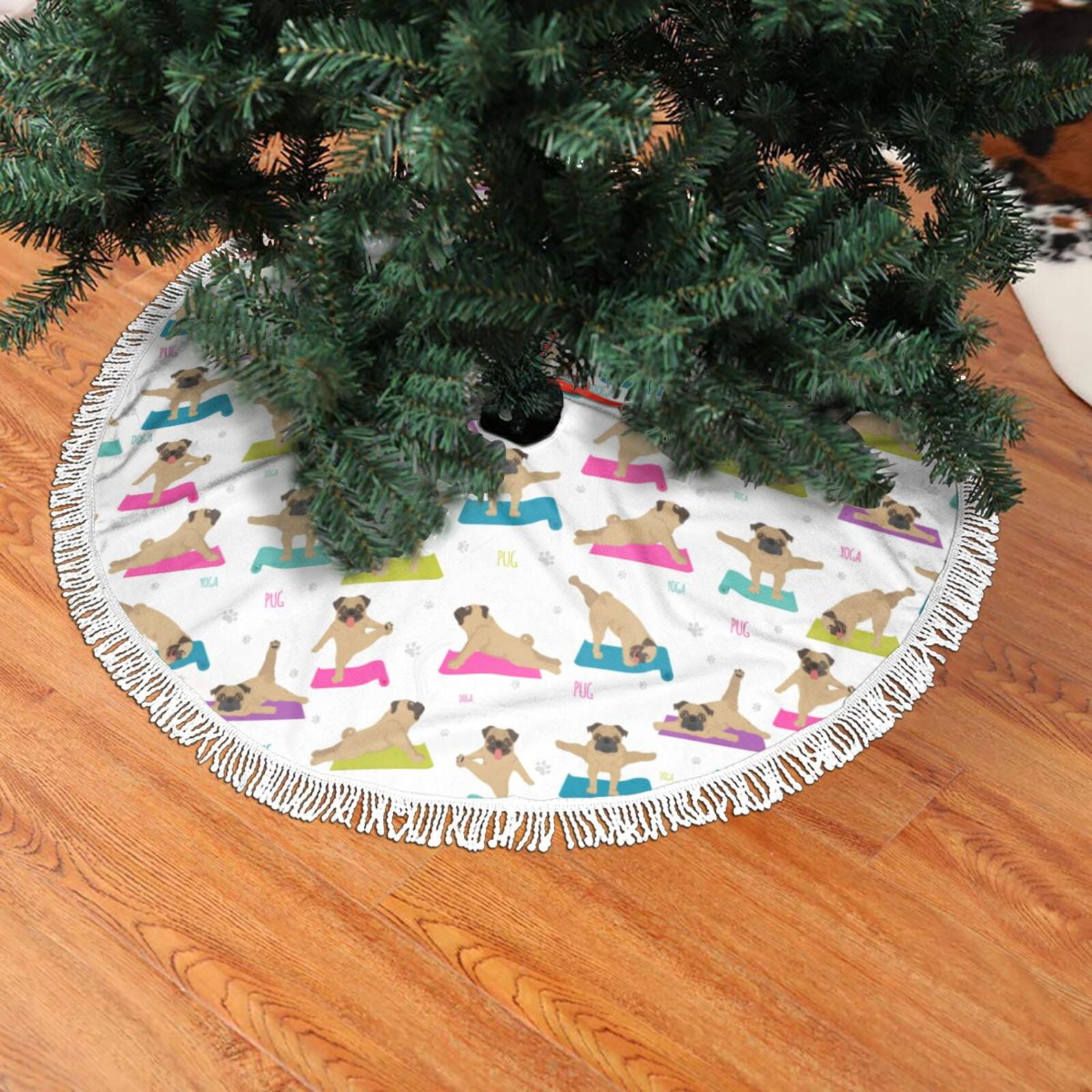 Christmas Tree Skirt, Yoga Dogs Poses Christmas Tree Decorations Indoor ...