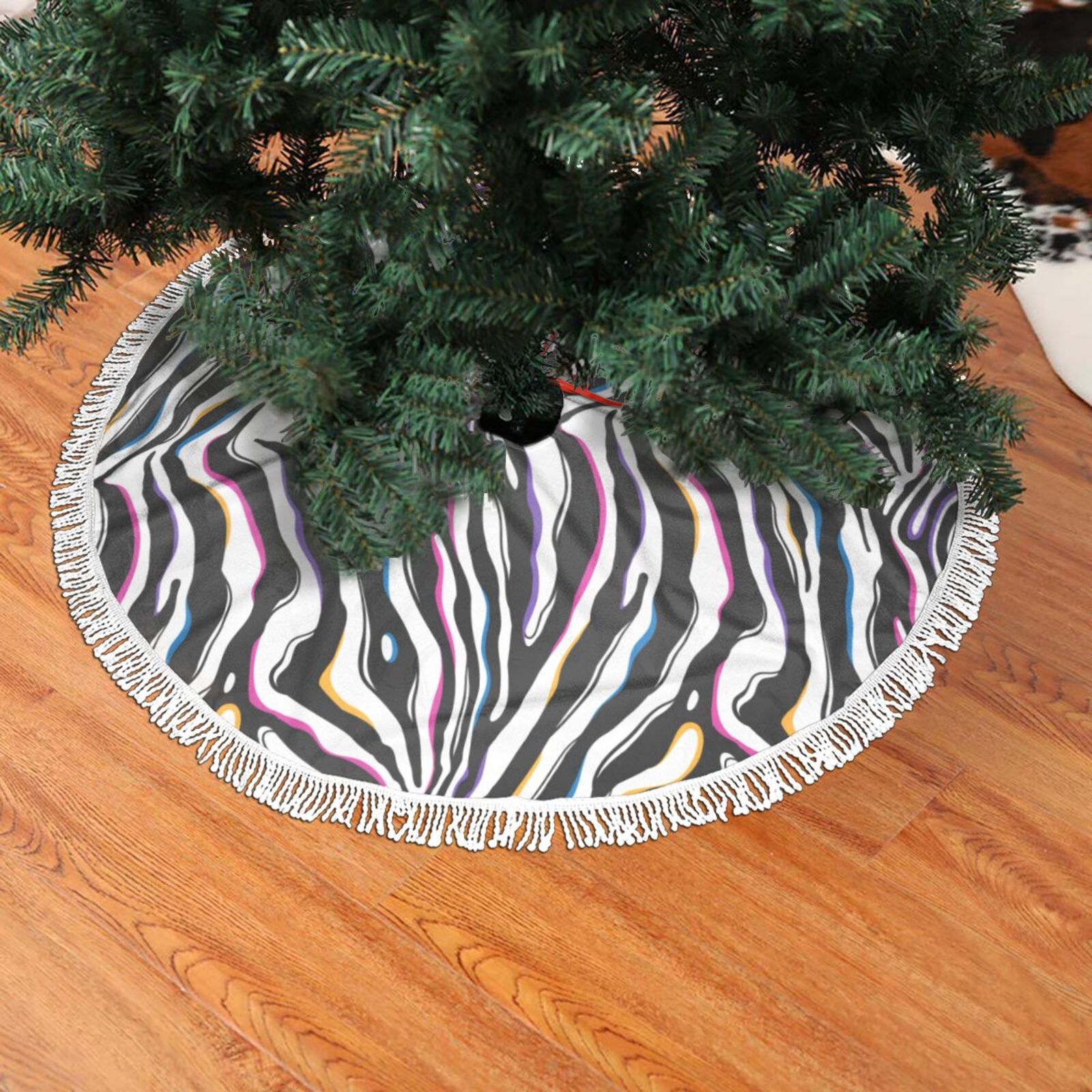 Christmas Tree Skirt, abstract black white zebra print Christmas Tree ...