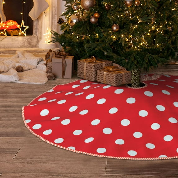 Christmas Tree Skirt - bright red white polka dots Halloween Tree Skirt ...
