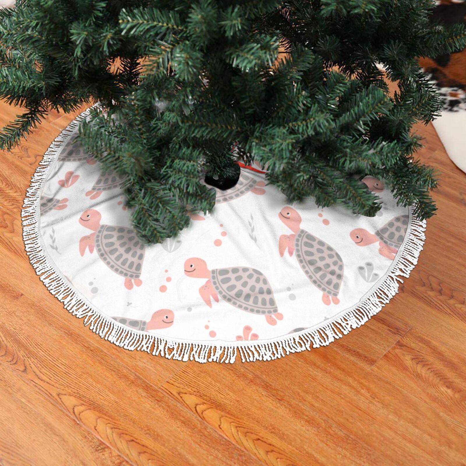 Christmas Tree Skirt, cartoon sea turtles Christmas Tree Decorations ...