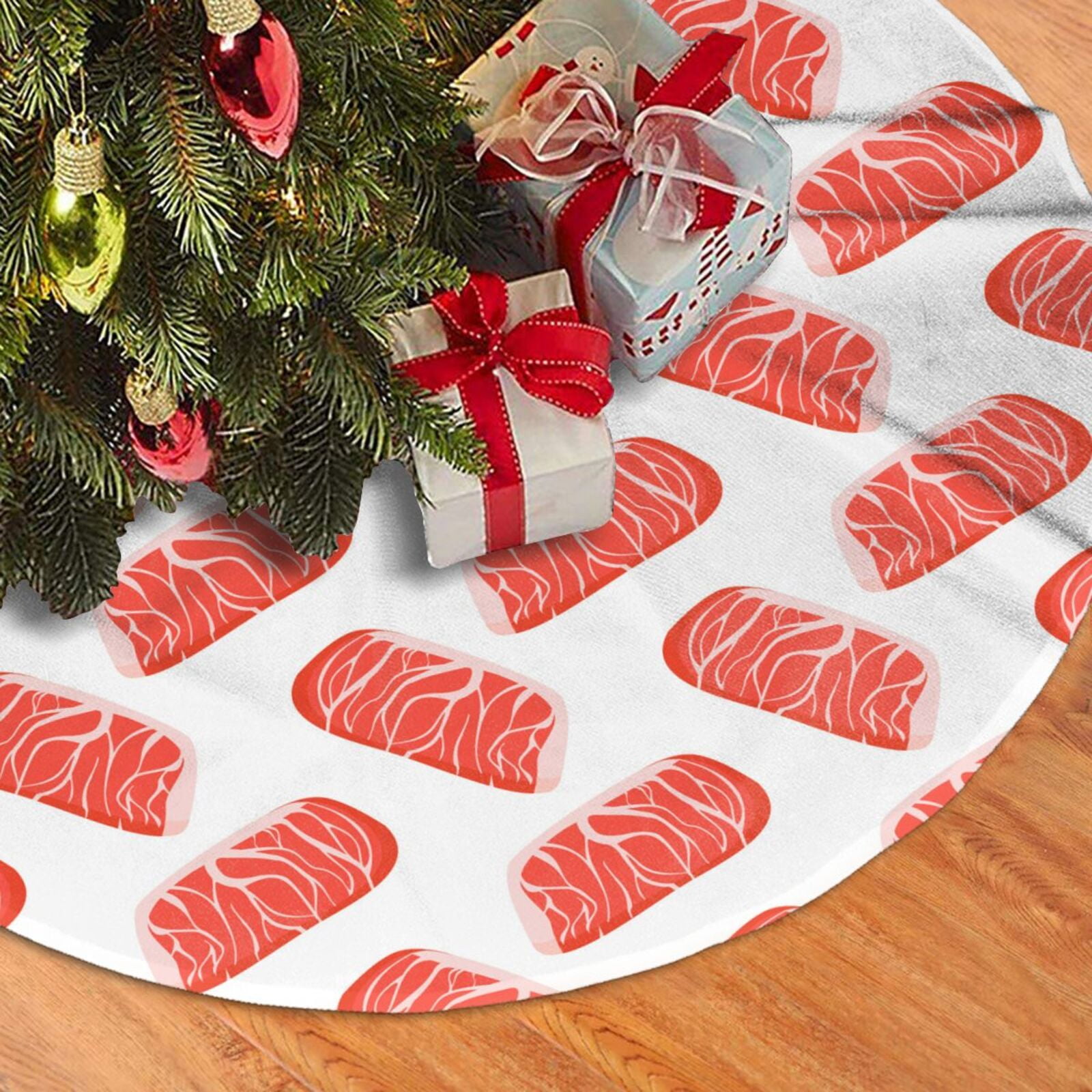 Christmas Tree Skirt, cartoon steak pattern Soft Plush Christmas Tree ...