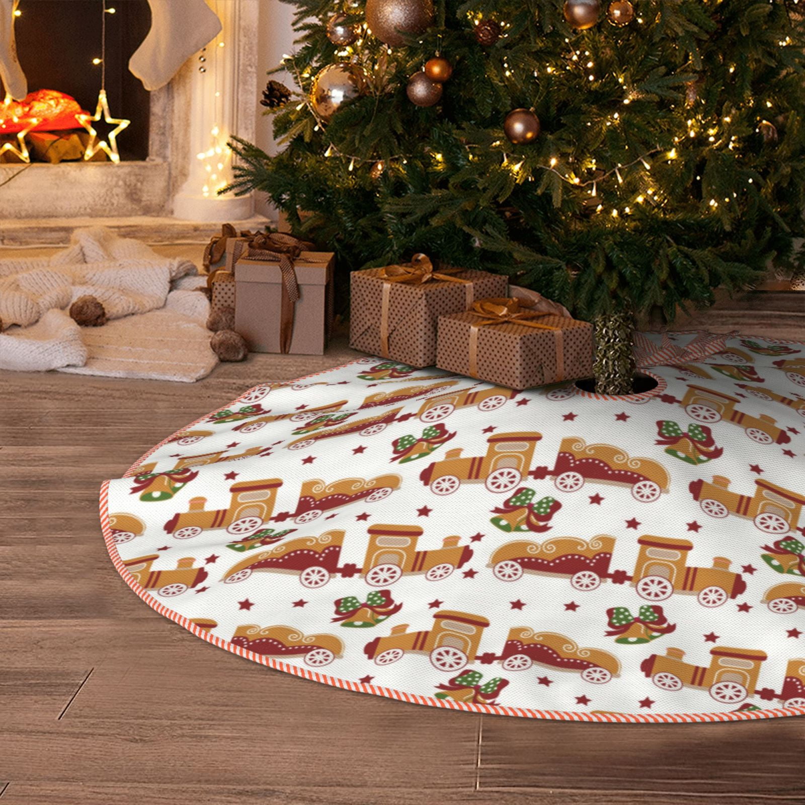 Christmas Tree Skirt - christmas Train Pattern Halloween Tree Skirt ...