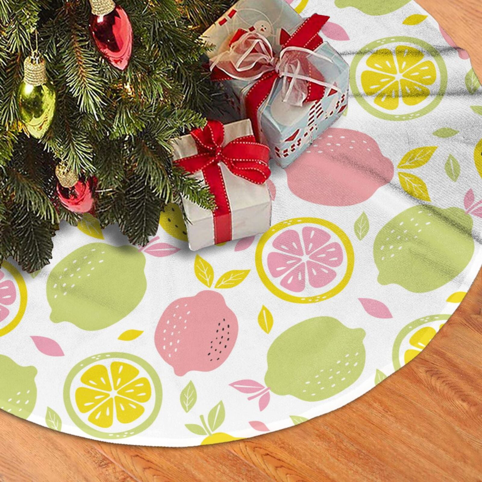 Christmas Tree Skirt, colorful Lemon cartoon Soft Plush Christmas Tree ...