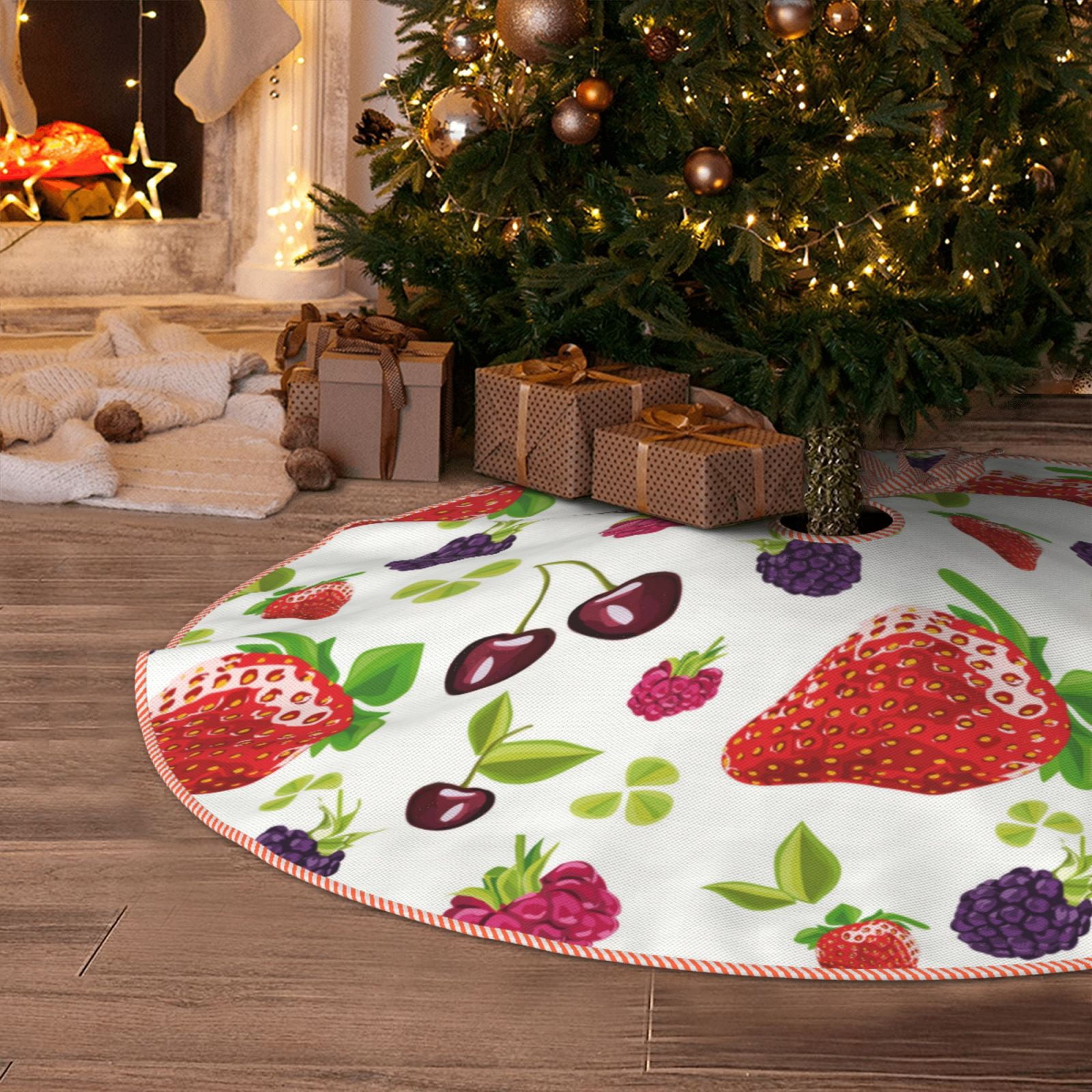 Christmas Tree Skirt - colorful Strawberry fruit Halloween Tree Skirt ...