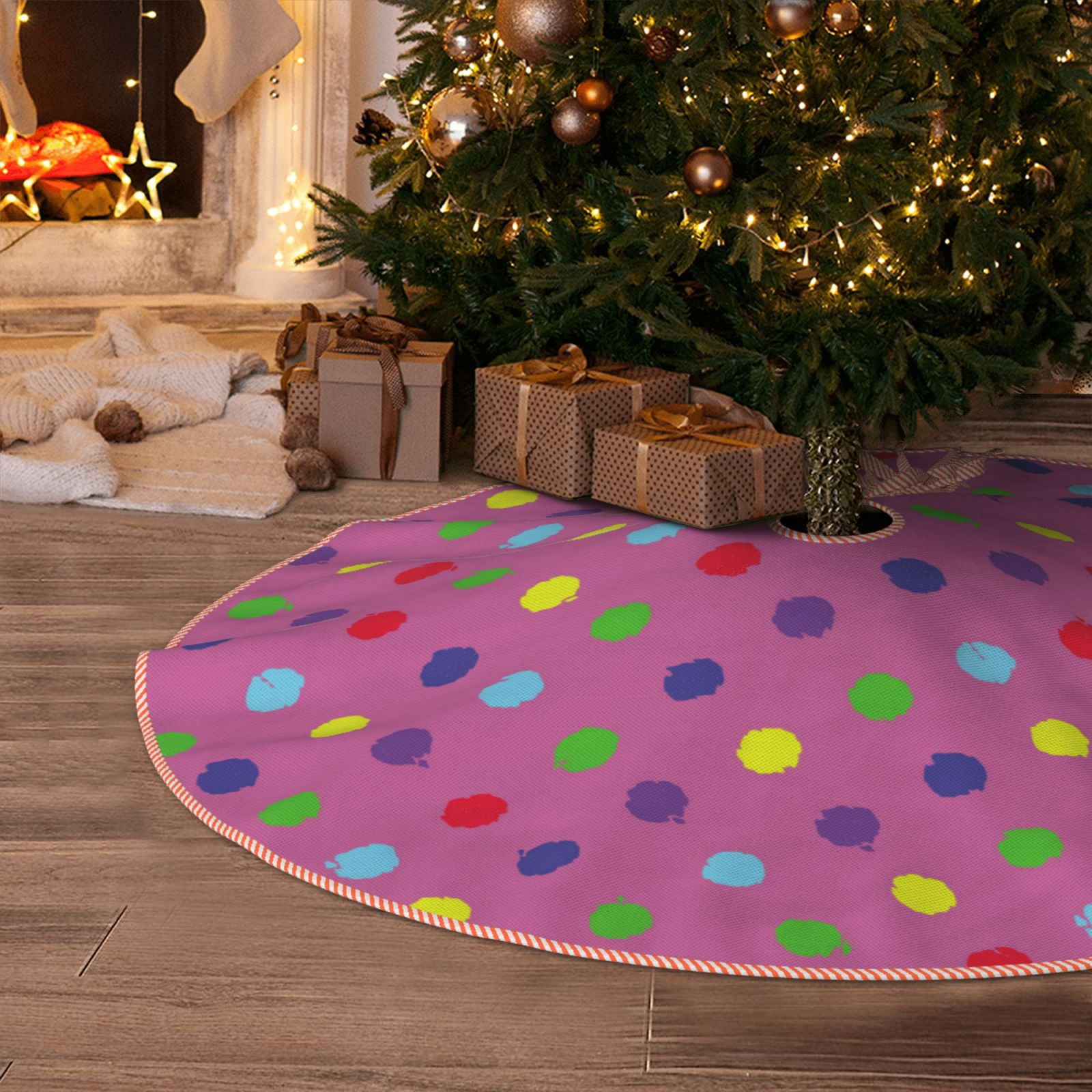 Christmas Tree Skirt - colorful dot pattern Halloween Tree Skirt Winter ...