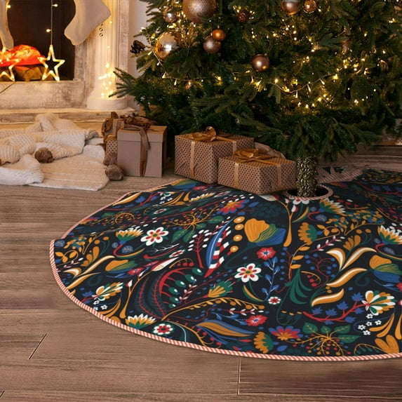 Christmas Tree Skirt - colorful flowers print Halloween Tree Skirt ...