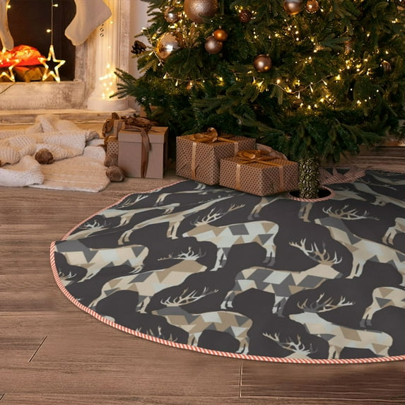 Christmas Tree Skirt - cool moose elk black Halloween Tree Skirt Winter ...