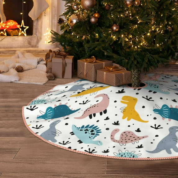 Christmas Tree Skirt - cute Dinosaur print Halloween Tree Skirt Winter ...