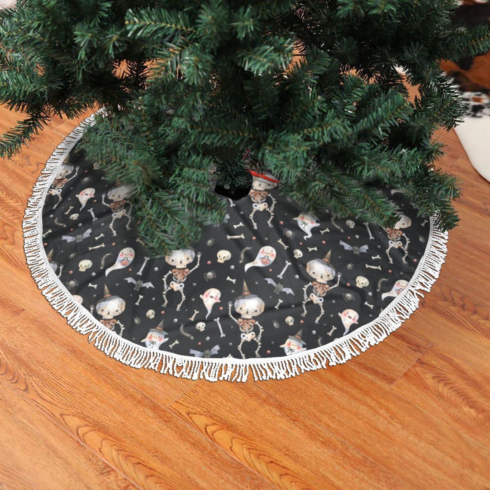 Christmas Tree Skirt, cute Skull bone Christmas Tree Decorations Indoor ...