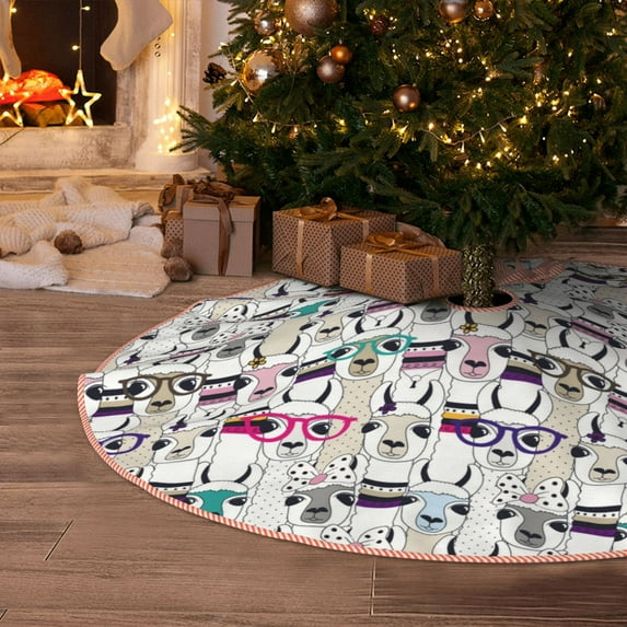 Christmas Tree Skirt - cute alpacas lama Glasses funny Halloween Tree ...