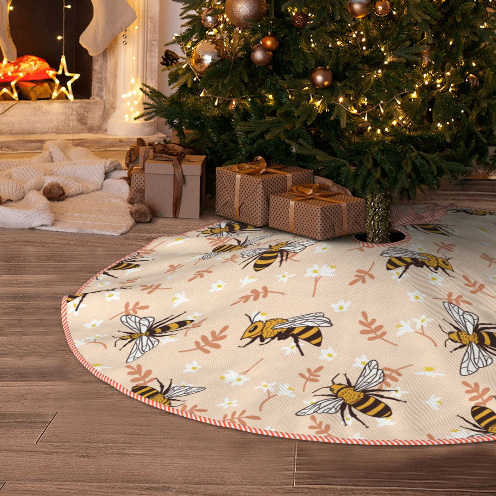 Christmas Tree Skirt - cute bee print Halloween Tree Skirt Winter Fall ...