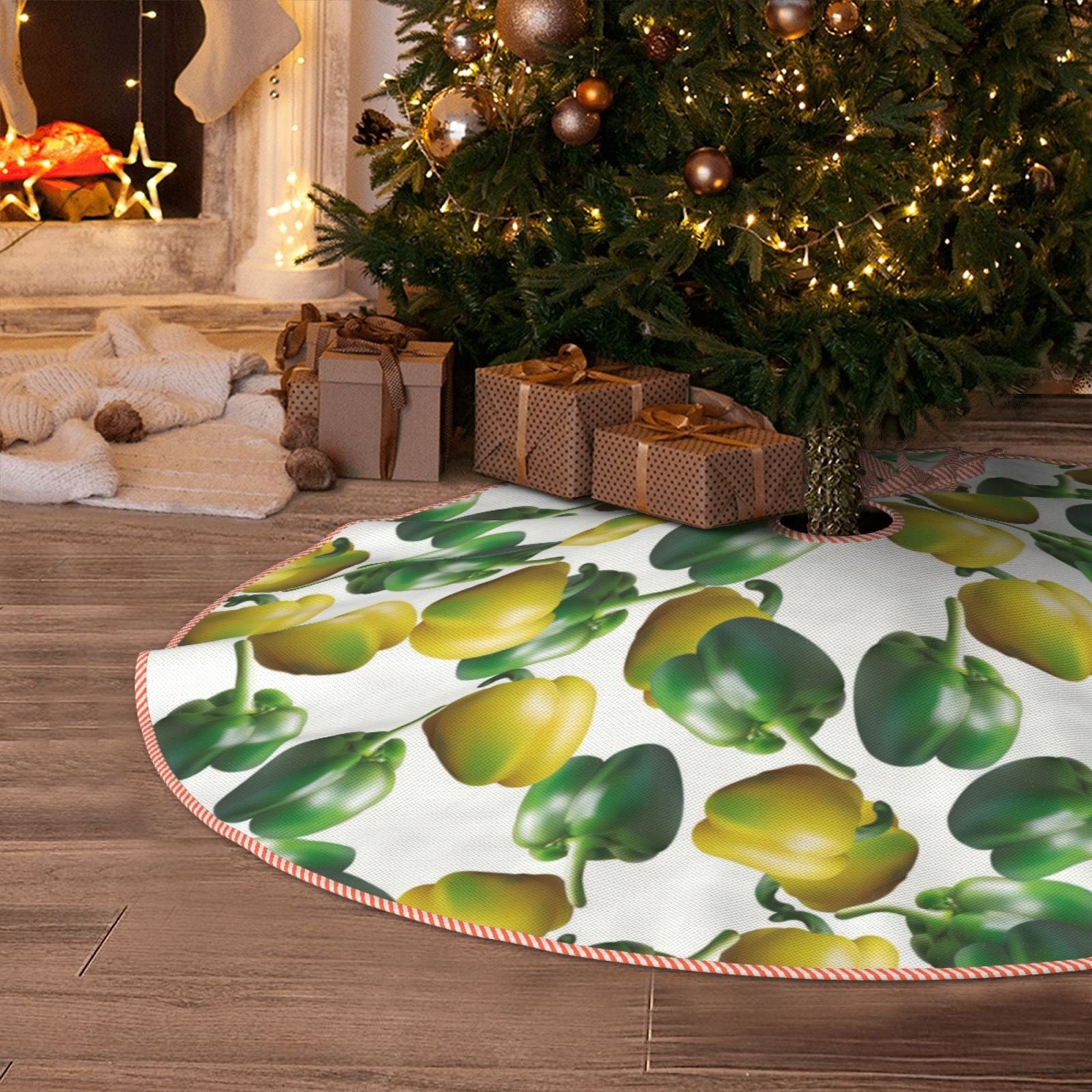 Christmas Tree Skirt cute bell Pepper Print Tree Skirt for Merry ...