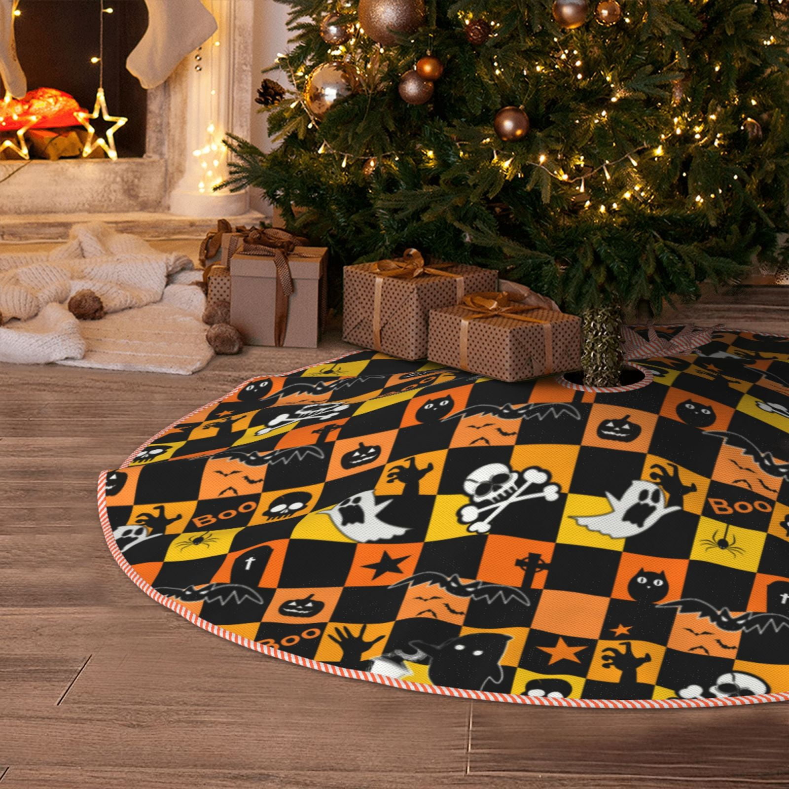 Christmas Tree Skirt - cute ghost halloween plaid Halloween Tree Skirt ...