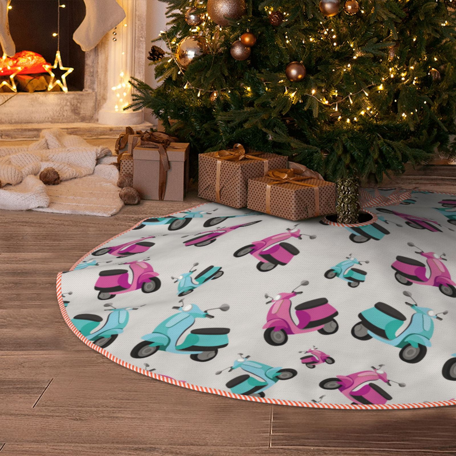 Christmas Tree Skirt - electric Bike Pattern Halloween Tree Skirt Winter Fall Tree Skirt for ...