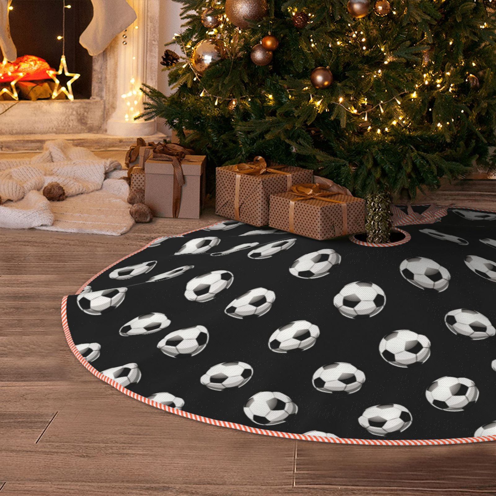 Christmas Tree Skirt - football soccer ball black Halloween Tree Skirt ...