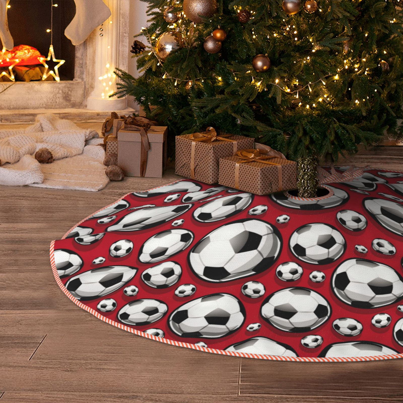 Christmas Tree Skirt - football soccer ball red Halloween Tree Skirt ...